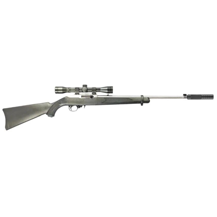 RUGER 10/22 STAINLESS/SYNTHETIC EAGLE OPTIK 3-9X40 SCOPED & SUPPRESSED ...
